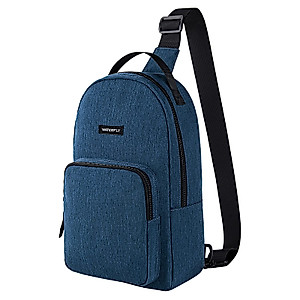 WATERFLY Women's Crossbody Mini Bags: Small Sling backpack with Zipper Pocket Adjustable Strap (Blue)