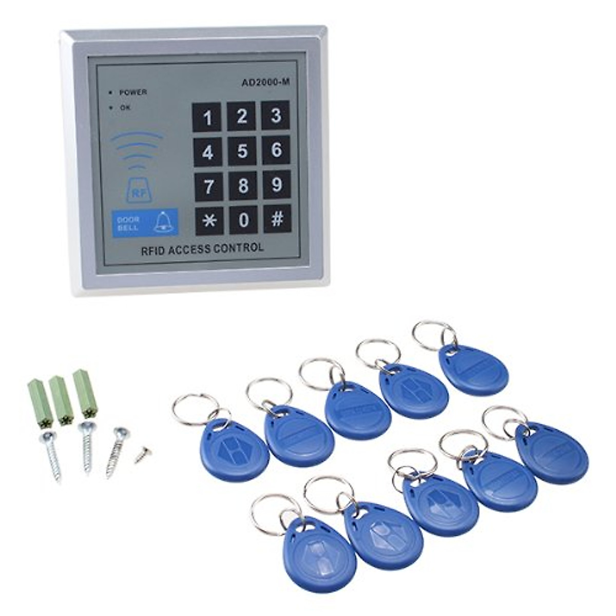 AGPTEK RFID Door Access Control System Kit, Home Security System with 280kg 620LB Electric Magnetic Lock 110-240V AC to 12v DC 3A 36w Power Supply Proximity Door Entry keypad 10 Key Fobs EXIT Button