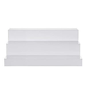 CiaoHER Large Acrylic Wine Liquor Bottle Rack 3 Tier White Countertop Riser Display for Bar Coffee Leisure Station Retail Store Shop Grocery Collection Organizer Stand (16''-1pack)