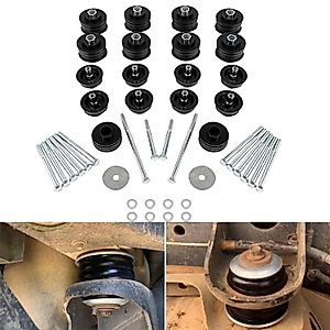 Black KF04060BK Body Mount Bushing Kit Fits for 2008-2016 Ford F250 F350 Super Duty 2WD 4WD Polyurethane Body Cab Mounts & Steel Sleeves & Hardware（60PCS）