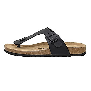 CUSHIONAIRE Men's Leah Cork footbed Sandal with +Comfort, Black Nappa 11