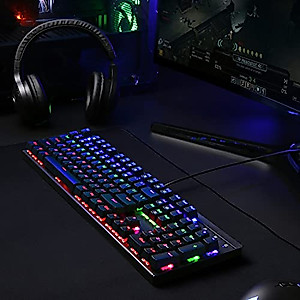 anyotherway Mechanical Gaming Keyboard LED Backlit 104 Keys, Blue Switches Keys with 6 LED Color Modes, 8 Preset Lighting Effects, USB Wired for PC Gamers