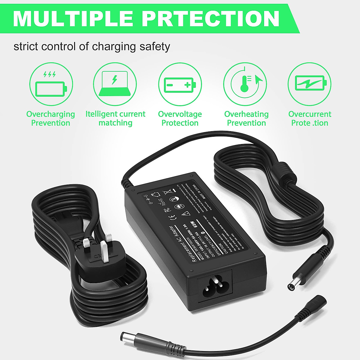 65W 45W Laptop Charger for Dell Inspiron, Latitude & XPS Models - Round 7.4mm & 4.5mm Connectors Chargers for Dell inspiron 13 14 15 17 3000 5000 7000 Series Power Adapter