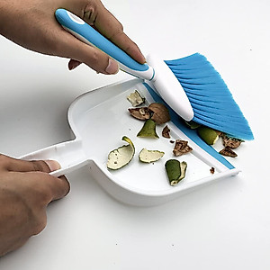 Broom Dustpan Brush Small Dust pan : Mini Broom and Dustpan Set Small Dust pan and Brush Set Whisk Broom and Dustpan Set Small Broom and Dust pan Set Small Dust pan for Desk, Home,Tent (Blue 2pcs)