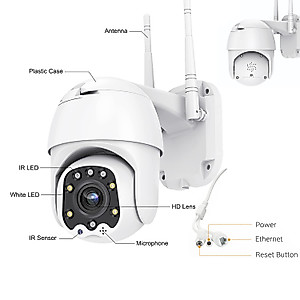 Alptop Outdoor PTZ WiFi IP Security Camera 1080P Home Surveillance Camera Pan/Tilt Two-Way Audio Motion Detection Color Night Vision Auto Tracking CamHiPro APP AT-200DW