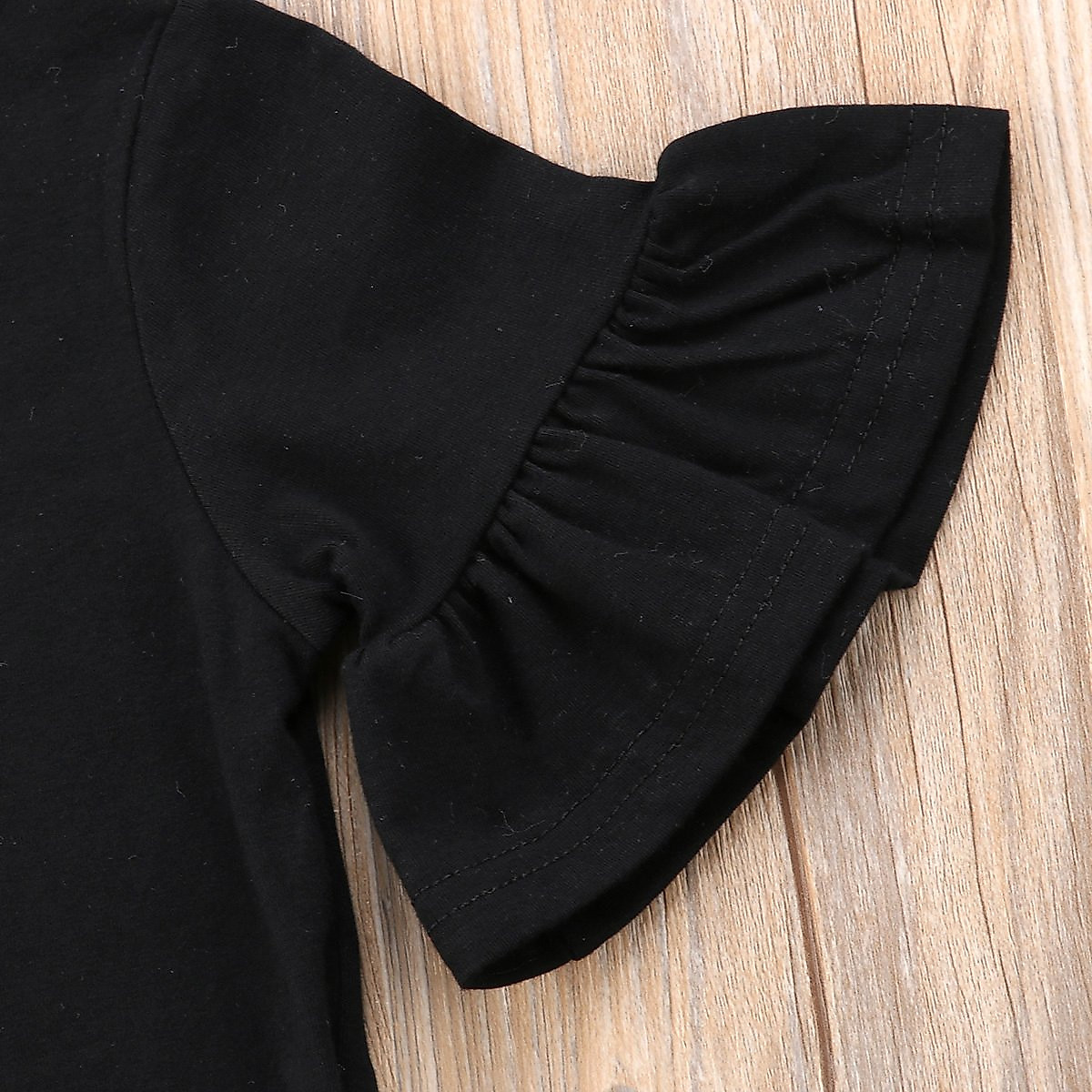 Mubineo Infant Baby Girl Basic Bell Short Sleeve Cotton Romper Bodysuit Tops Clothes (Black, 0-3 Months)