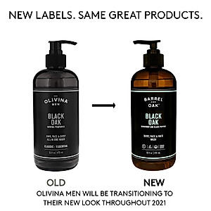 Barrel and Oak - All-In-One Body Wash, Men's Body Wash, Men's Soap for Hair, Face, & Body, Refreshing & Balanced Cleanser, Oil-Based(Black Oak, 16 oz)