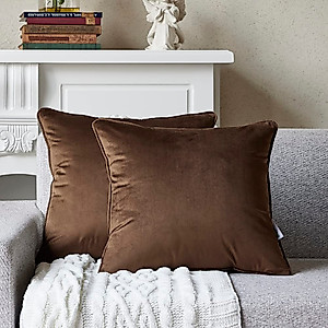 ECOGEOUS Decorative Pillows for Bed,Decor Pillow for Livingroom, Decorative Pillow for Couch,18"x18" in Chocolate Brown,Pack of 2