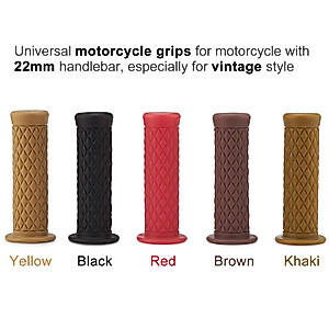 DKMOTORK 0032-2 ATV Grips Rubber Handlebar Grips for 7/8" 22mm/24mm Handlebars Non Slip Universal Yellow