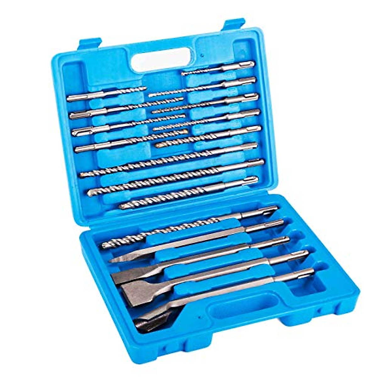 17 PCS Rotary Hammer Drill Bits Set and Chisels Set, SDS Plus Concrete Masonry Hole Tool for Bricks and Stone, Masonry Drill Bit Sets with Storage Case