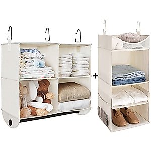 StorageWorks 4 Section Hanging Closet Organizer with Garment Rod, Adjustable Hanging Closet Organizers