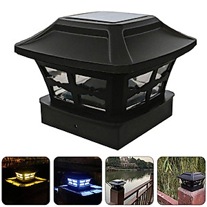 Uonlytech 1pc Solar Post Lamp Garden Fence Lights Stake Light Corridor Light Inground Light Pathway Post Lamp Garden Light Cap Lights Outdoor Solar Light Courtyard Lamp Lamps Plastic Square