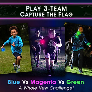 3-Team Expansion for Glow-in-The-Dark Capture The Flag Redux | Adds 4 Players & 1 Extra Team | Glow in The Dark Games | Light Up Kids Games Set | Outdoor Gifts for Girls 8-12+ | Go Team Magenta!