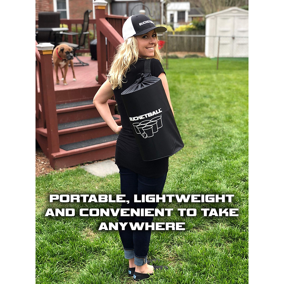 BucketBall | Giant Yard Pong Edition Starter Pack | Best Beach, Pool, Yard, Camping, Tailgate, BBQ, Lawn, Water, Indoor, Outdoor Game Toy for Adults, Boys, Girls, Teens, Family