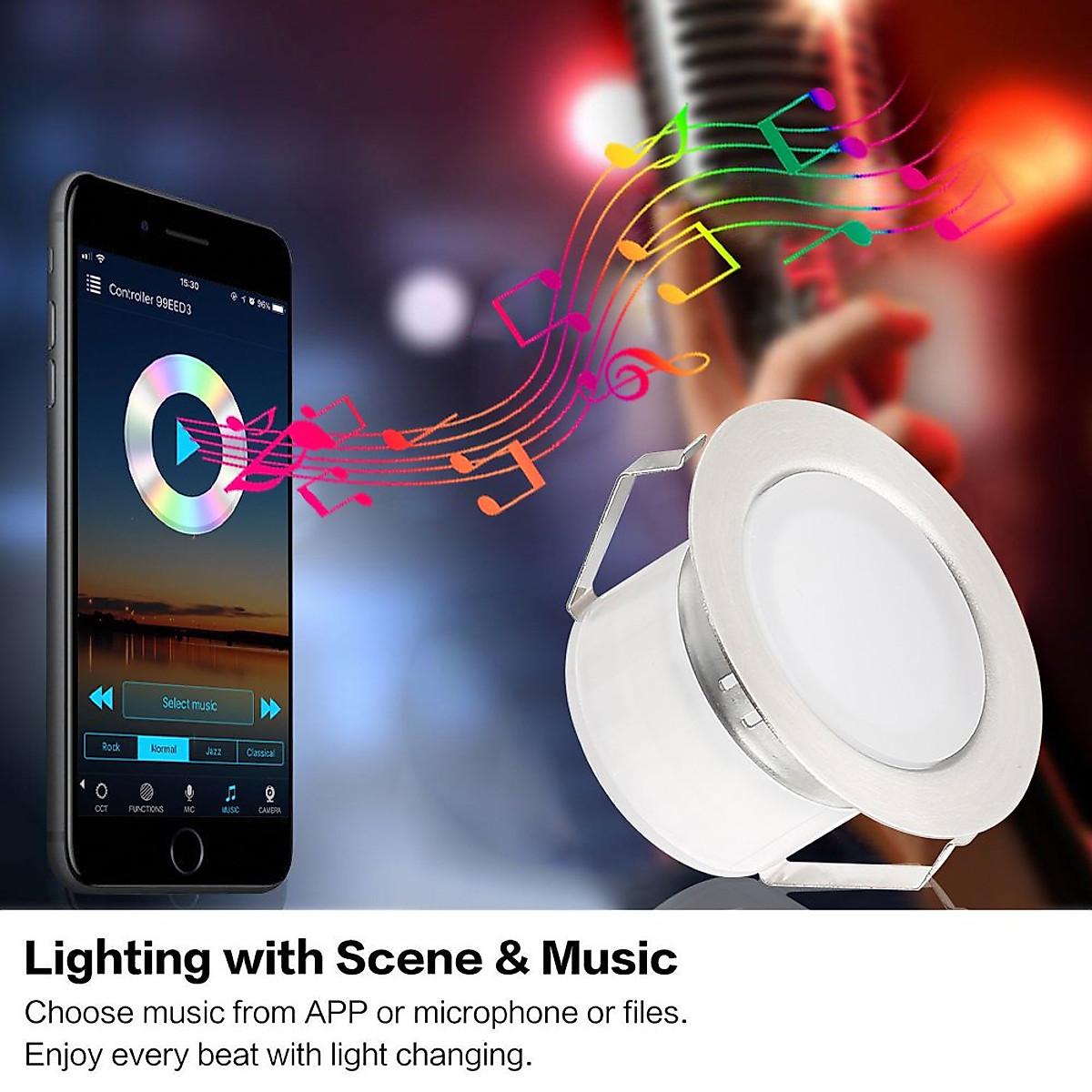 FVTLED WiFi Deck Lights Kit, 50pcs Low Voltage LED Step Lights Φ1.22 Waterproof Outdoor Recessed Stair LED Lights Work with Echo Alexa Google Home, RGB