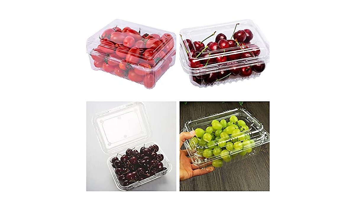 Hewnda 20 Pack Clear Plastic Berry Clamshell Vented Container for ...