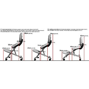 Cinius Professional Ergonomic Wooden Height-Adjustable Kneeling Chair with Backrest Support and Non-deformable Cushions. Black