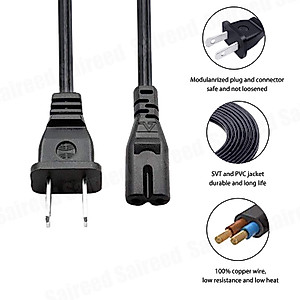 Power Cord Replacement for Epson Expression Premium XP-7100 XP-6100 Home XP-2100 XP5100 XP-4100 XP-340 XP-446 XP-440 Photo HD XP15000 XP-970 Printer AC 12ft 2 Prong Power Cord IEC C7 Cable