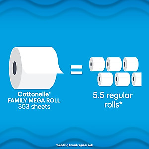 Cottonelle Ultra Clean Toilet Paper with Active CleaningRipples Texture, Strong Bath Tissue, 24 Family Mega Rolls (24 Family Mega Rolls = 132 Regular Rolls) (4 Packs of 6), 353 Sheets per Roll