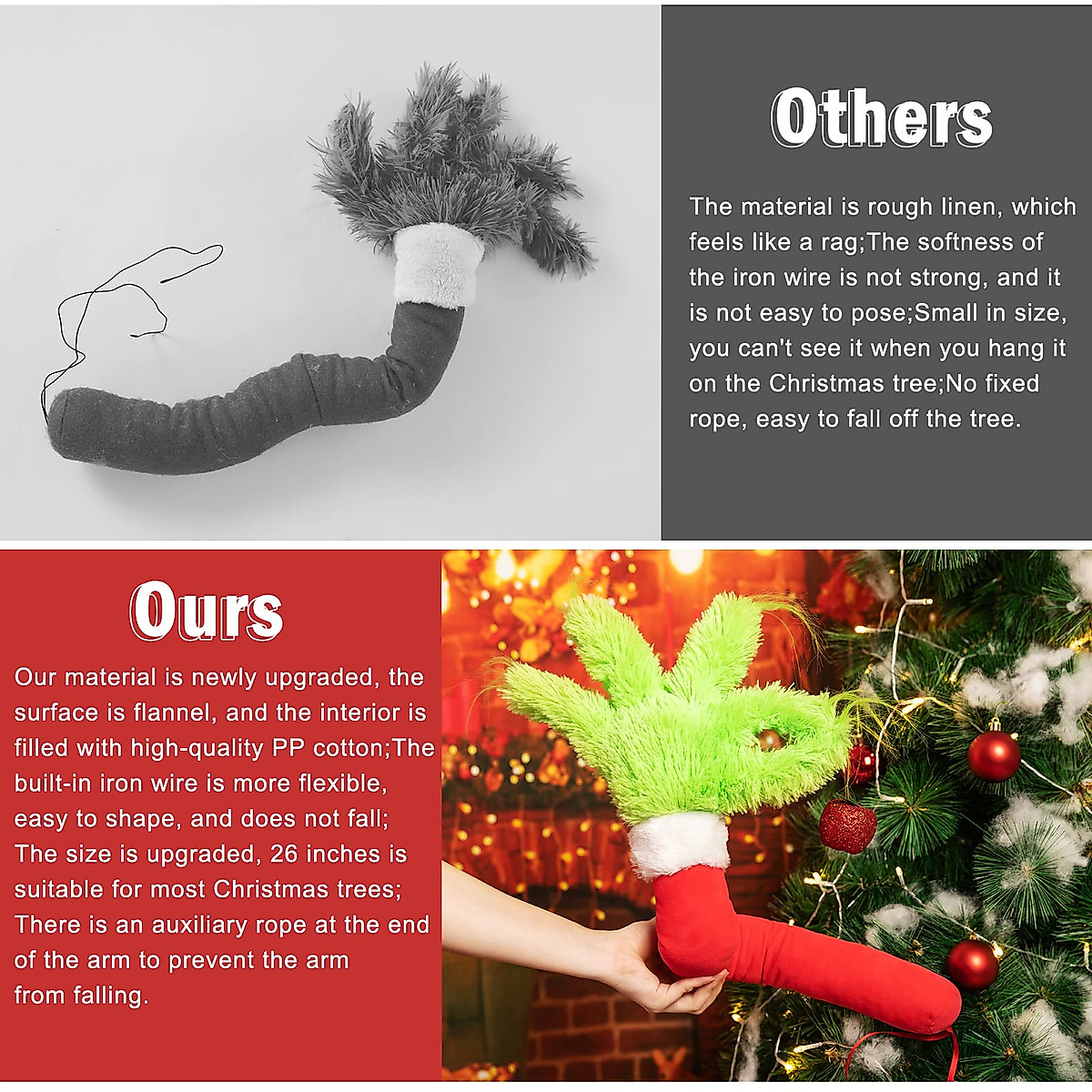 Elf Arms Tree Topper - Poseable Plush Legs for Christmas Tree Decoration