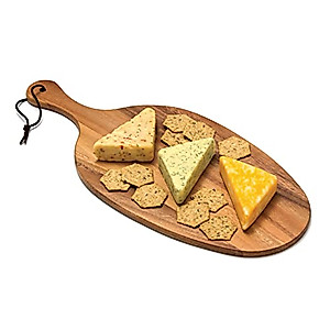 Lipper International Acacia Wood Oblong-Shape Paddle Board for Serving, 8-3/4" x 19-1/4" x 3/8"