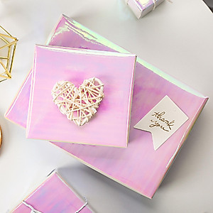 MAYPLUSS Pink Wrapping Paper Roll - 17Inch X 32.8Feet - Luxury Shiny Holographic Iridescent Girl Fairy Gift Wrap Present Paper for Birthday Wedding Bridal Shower Valentine's Day Mother's Day