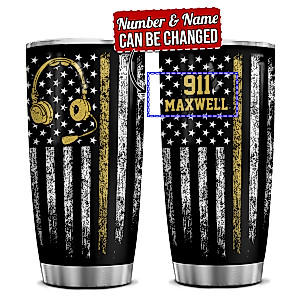 Wassmin Personalized Dispatcher Gifts For Men Dispatcher American Flag Tumbler 20oz 30oz Insulated Coffee Travel Mug Cup Birthday Appreciation