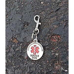 ActiveDogs.com Double Sided Service Dog Chrome Tag, ADA Access Required Federal Law Clip Tag w/Red Medical Alert Symbol - 1.25"