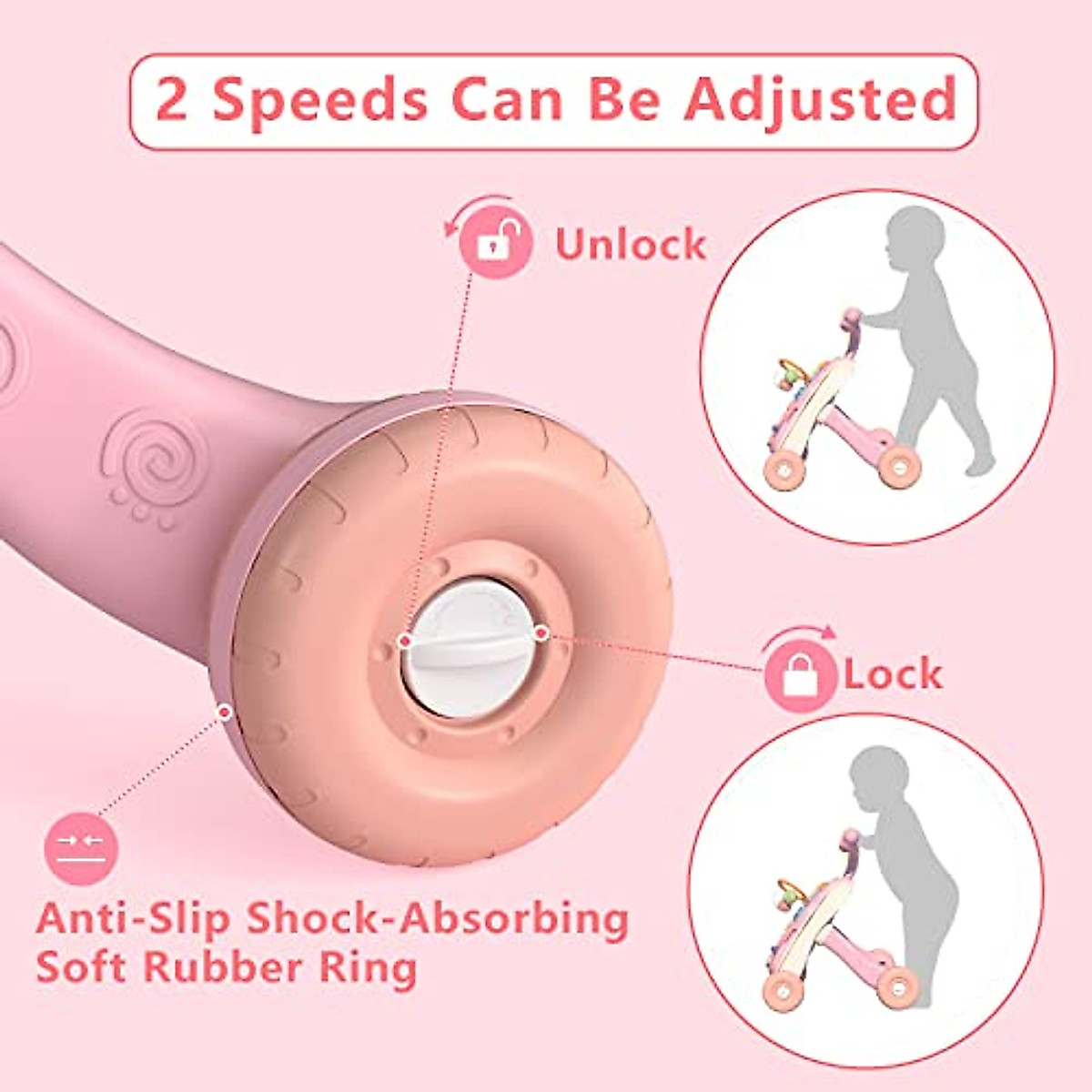 QDRAGON 3 in 1 Baby Walker and Activity Center for Baby Girl,Toddler, Learning to Walk, Sit to Stand, Early Learning Push Toys for Infant 6-12 Months Pink