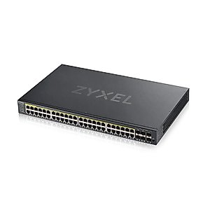 ZYXEL 48-Port PoE Switch Gigabit Ethernet Smart (GS1920-48HPV2) - Managed, with 48x PoE+ @ 375W, 4x SFP, Rackmount, Limited Lifetime Protection