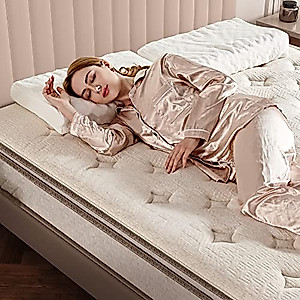 Kescas 10 Inch Memory Foam Hybrid Full Mattress - Knitted Fabric Cover with Linen - Heavier Coils for Durable Support - Pocket Innersprings for Motion Isolation - Pressure Relieving - Medium Firm