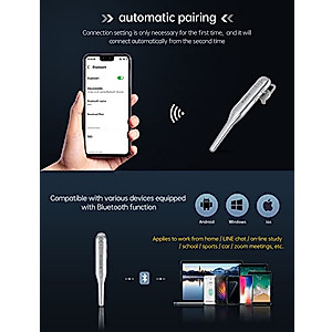 Glazata Wireless Headset with Dual MIC Noise Cancelling, apt-X & apt-X HD for Driving, Office, Business, Compatible with Cell Phone and PC - 「Silver」