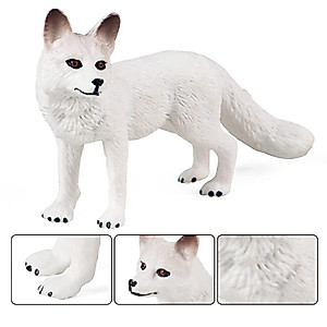 Bbiamsleep 4 Pieces White Fox Animal Figures Mini Animals Set Realistic Arctic Fox Family Figurines for Cake Topper Party Favors Christmas Birthday Supplies