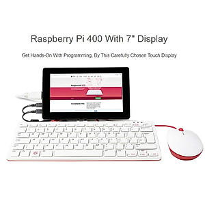 Waveshare Pi400 Kit Compatible with Raspberry Pi Bundle with 7inch HDMI Touch Display 1024×600 Pixels HDMI Port Up to 5-Point Capacitive Touch Support (9 Items)