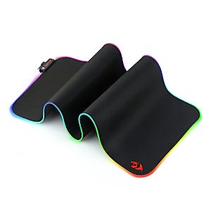 Redragon RGB LED Large Gaming Mouse Pad Soft Mat with Nonslip Base, XL Size with Stitched Edges for PC Gamer (31.5 x 11.8 x 0.16 inches)