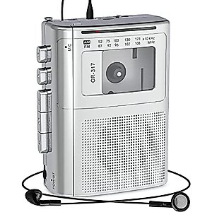 Gracioso Portable Cassette Player Recorder with Bluetooth Transmitter, AM FM Walkman Cassette Player with Headphone Jack & Big Speaker,Microphone Jack, 2*AA Battery Opearated Cassette Tape Player