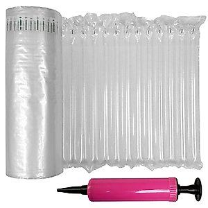 Buena Goods 10 Inch x 144 Feet Inflatable Bubble Cushioning Wrap Roll - Includes Free Pump - Large Heavy Duty Air Pillows for Shipping - Shipping Air Pillows - Moving Supplies - Wine Bottle Protector