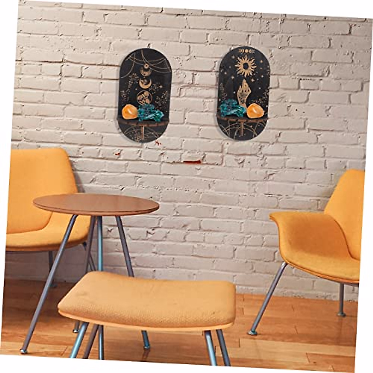 CIYODO 2pcs Storage Wall Shelves Black Wall Shelves Ornament Display Stand Crystals Stones Wall Shelf Stone Shelf Wooden Crystal Rack Ledge Base Hand Frame Party Display Holder Black Shop