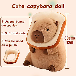 MILEGI Capybara Plush Toy Pillow with Wearable Bread, 12" Cute Capybara Stuffed Animal, Soft Capybara Plushie Toy Doll Pillow for Girls Boys Kids, Stuffed Capybara Toy Birthday Decorations Gifts
