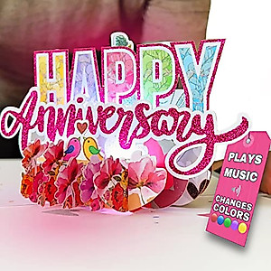 100 Greetings LIGHTS & MUSIC Happy Anniversary Card for Husband & Wife - Plays 'This Will Be' - Pop Up Card -– Happy Anniversary Cards for Couple –Wedding Anniversary Card for Couple - 1 Card Only