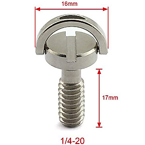 HJ Garden 2pcs 1/4-20 Thread D-Ring Stainless Steel Camera Fixing Screws for Camera Tripod Monopod QR Plate,D Shaft Quick Release Plate Mounting Screw 17mm Length
