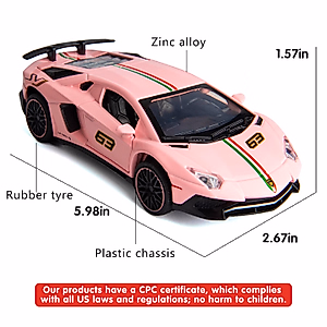 BDTCTK Compatible for 1:32 LP780 Model Car, Zinc Alloy Pull Back Toy Car with Sound and Light for Kids Boy Girl Black