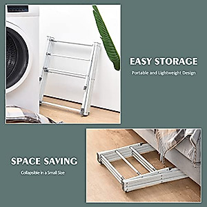 TOOLF Expandable Clothes Drying Rack, Foldable Laundry Drying Rack, 3-Tier Collapsible Clothing Dryer, Adjustable Towel Rack for Air Drying Clothing, Bed Linen, Clothing, Socks, Scarves, White