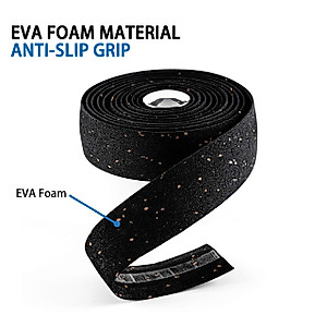 LSSH Bike Handlebar Tapes, Cork Bike Handlebar Tape, Bicycle Bar Tape, Cycling Handle Wraps, EVA Road Bike Handlebar Tape – 2 Rolls (Black)