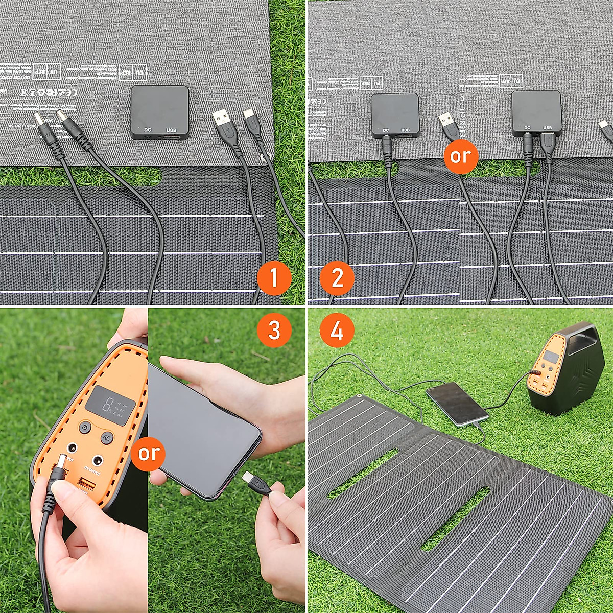 30W Portable Foldable Solar Panel Charger for Outdoor Camping Solar Battery Charger 12 Volt Waterproof High Efficiency Solar Panel Kit DC for Portable Power Station USB Solar Panel Battery Charger
