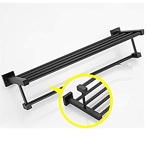 ZJYWMM Fast Drying Adhesion Easy to fit Bath Towel Easy tSpace Aluminum Black Paint Double-Layer Multi-bar with Storage Platform Multifunctional Hotel Kitchen Wall-Mounted Towel Rack-Leng
