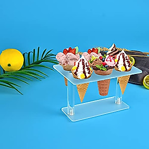 Ailelan Cone Holder, Clear Acrylic Ice Cream Cone Holder, Cone Display Stand, Sushi Hand Roll Stand Cone Holders for Parties, Weddings Birthday Parties, Buffets, Christmas (6 Holes)
