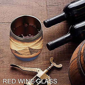 WYUSPGK 304 Stainless Steel Insulated Cup, Vintage Great Egyptian Pyramid Print Smooth Rim, Durable & Reusable - Perfect for Office, Home, And Travel