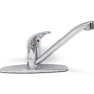 Chromed Surface One-Handle Tall Stainless Steel Spout Kitchen Faucet [12000] ADA 8-Inch Center Hole Plastic Body No Lead