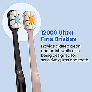 Lindo Polishing Toothbrush - for Sensitive Gums and Teeth, 12000+ Ultra Fine Bristles, Soft and Gentle, Deep Clean, Pack of 4
